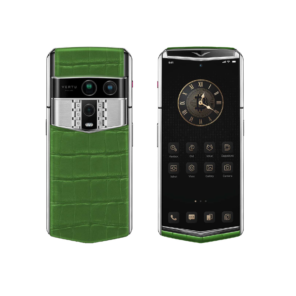 Vertu Agent Q Alligator Collector’s Edition – Silver Bamboo Green ...